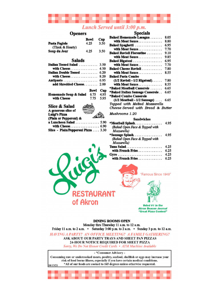 Luigi's Menu | PDF