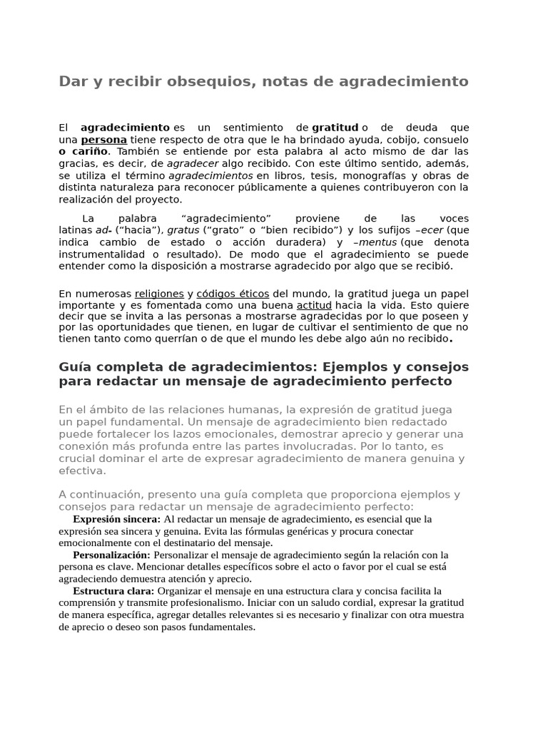 Dar y Recibir Obsequios | PDF | Gratitud | Psicología Social