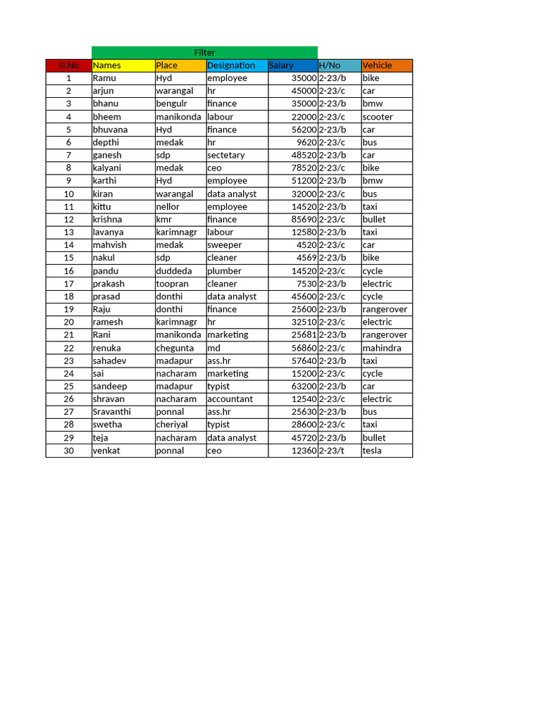 Employee Salary and Designation List | PDF