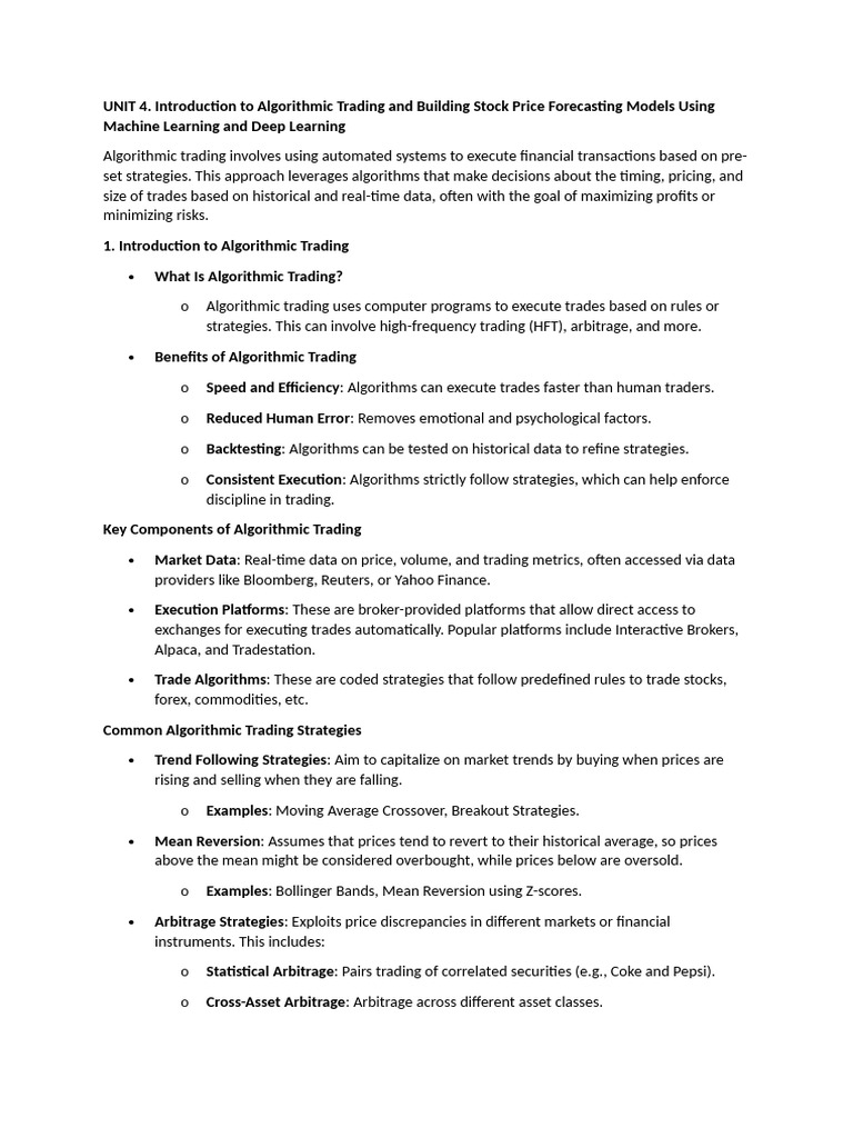 Unit 4 | PDF | Arbitrage | Algorithmic Trading Unit 4 | PDF | Arbitrage | Algorithmic Trading