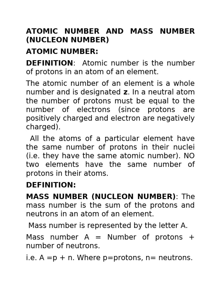 Atomic and Mass Number Explained | PDF | Mole (Unit) | Isotope