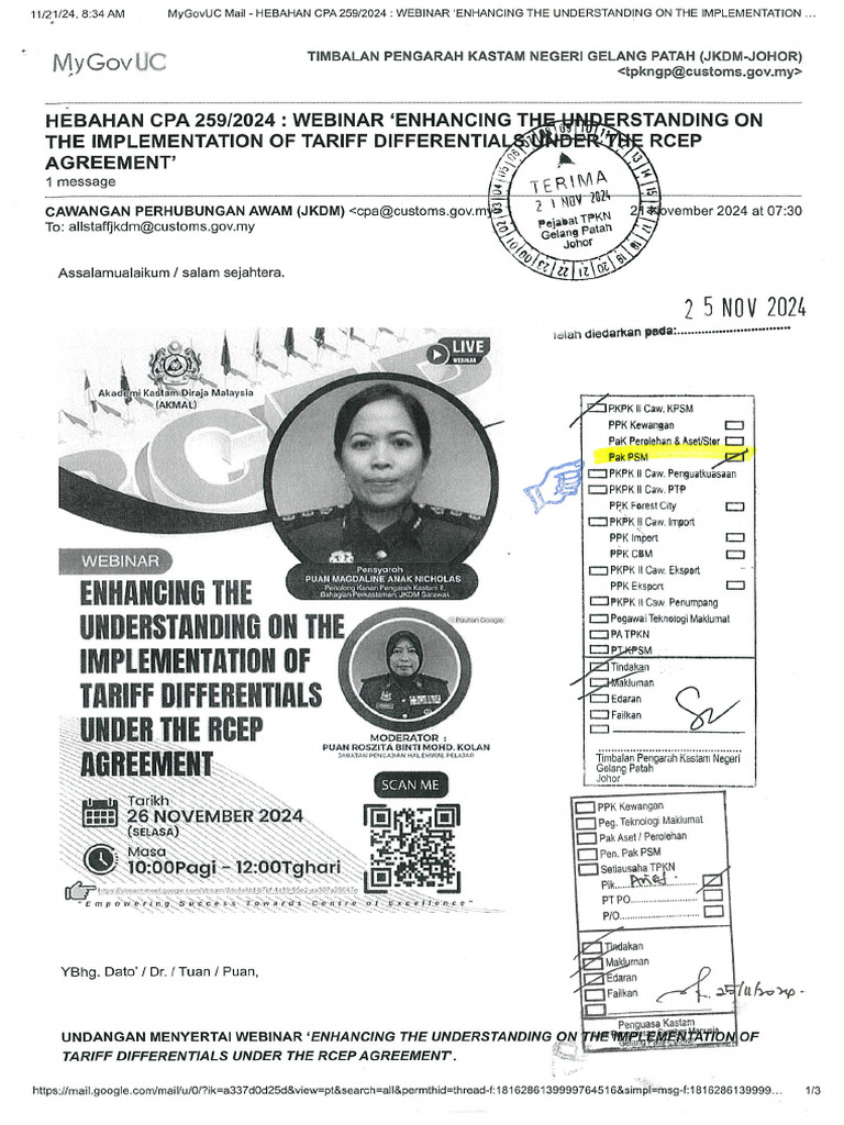WEBINAR ENHANCING THE UNDERSTANDING ON THE IMPLEMENTATION OF TARIFF DIFFERENTIALS UNDER THE RCEP ...