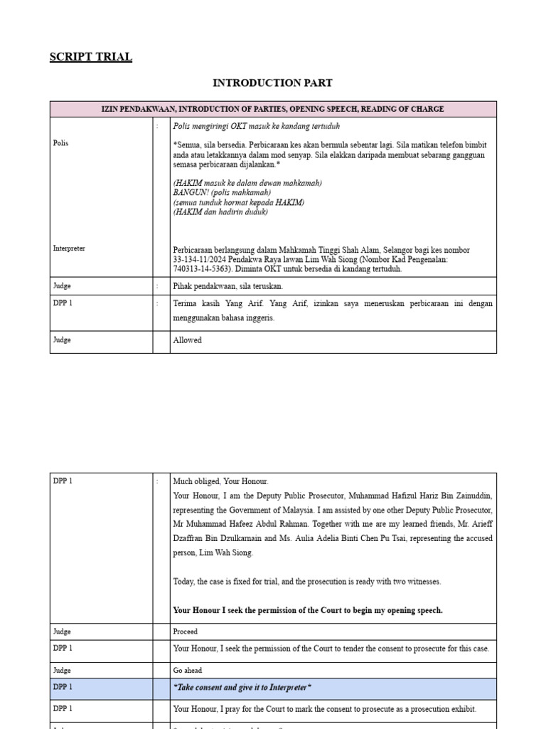 Trial SCRIPT | PDF | Prosecutor | Mens Rea