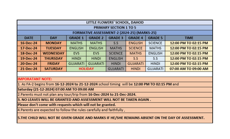Time Table F.a-2 2024 | PDF
