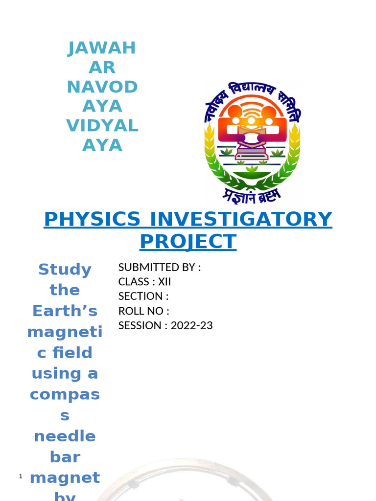 Earth's Magnetic Field Study Project | PDF | Earth's Magnetic Field ...