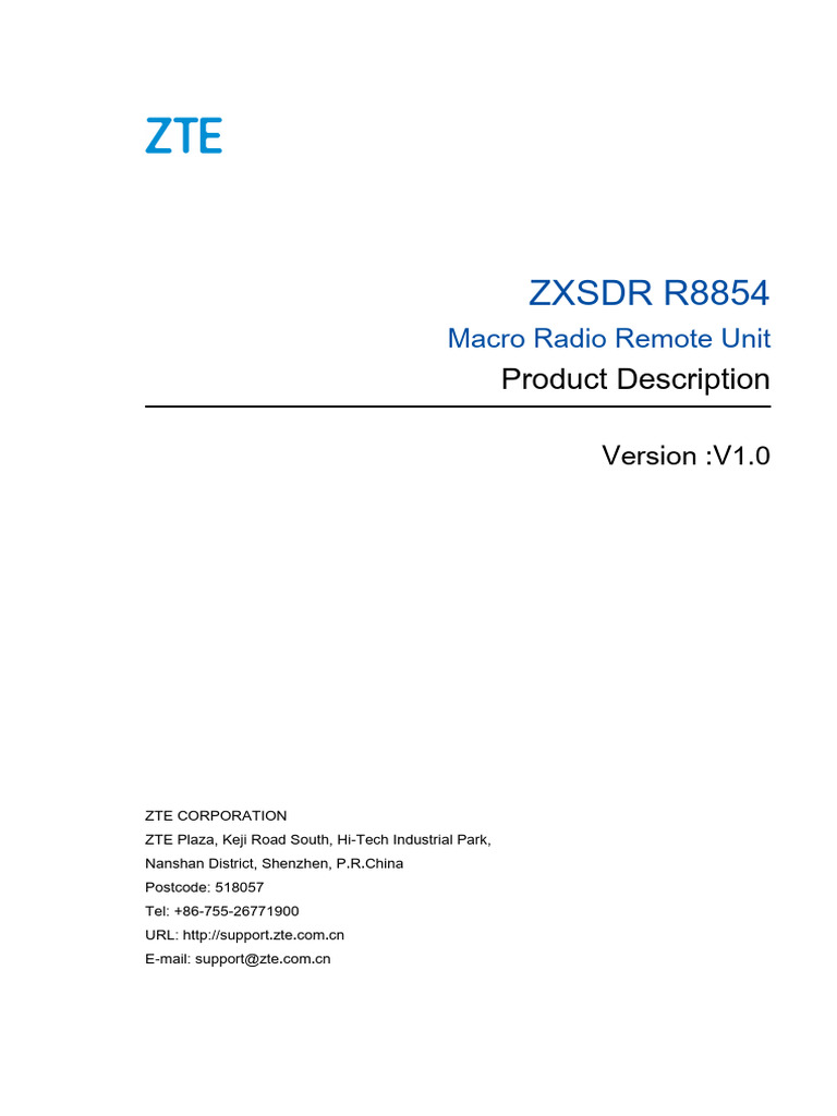 SJ-20160405141455-001-ZXSDR R8854 (V1.0) Product Description | PDF ...