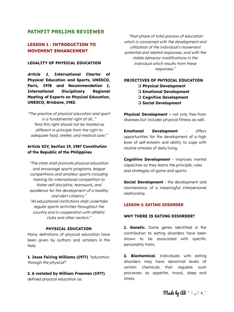 PEH PRELIMS | PDF | Body Mass Index | Eating Disorder