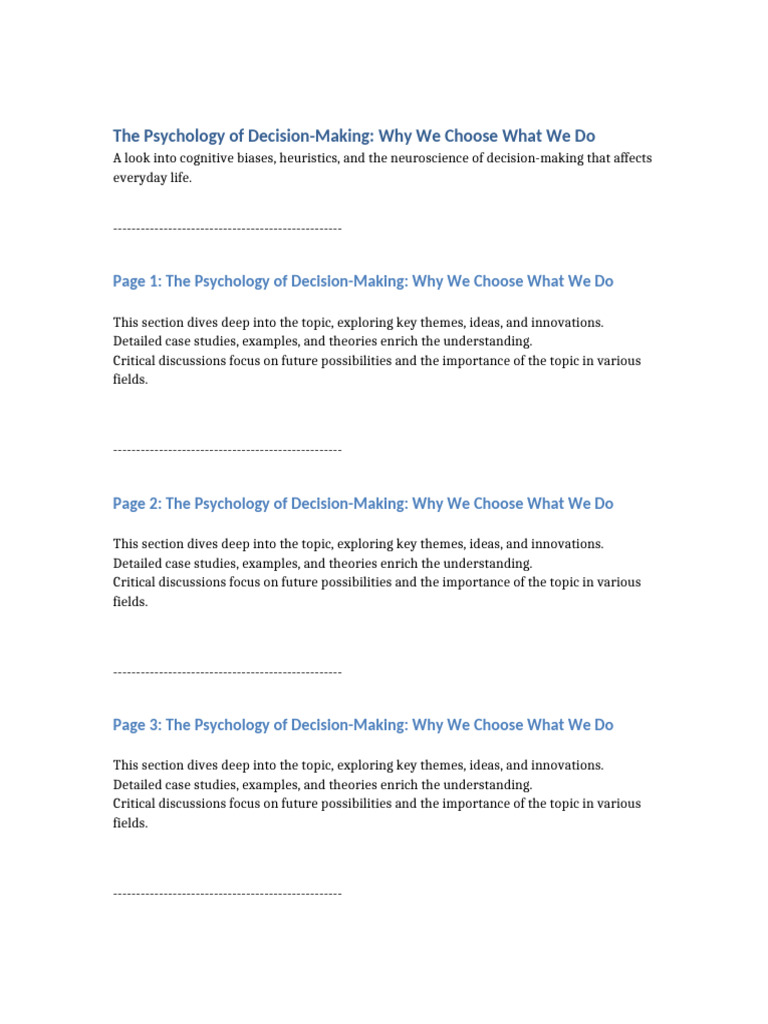 Psychology of Decision-Making Insights | PDF