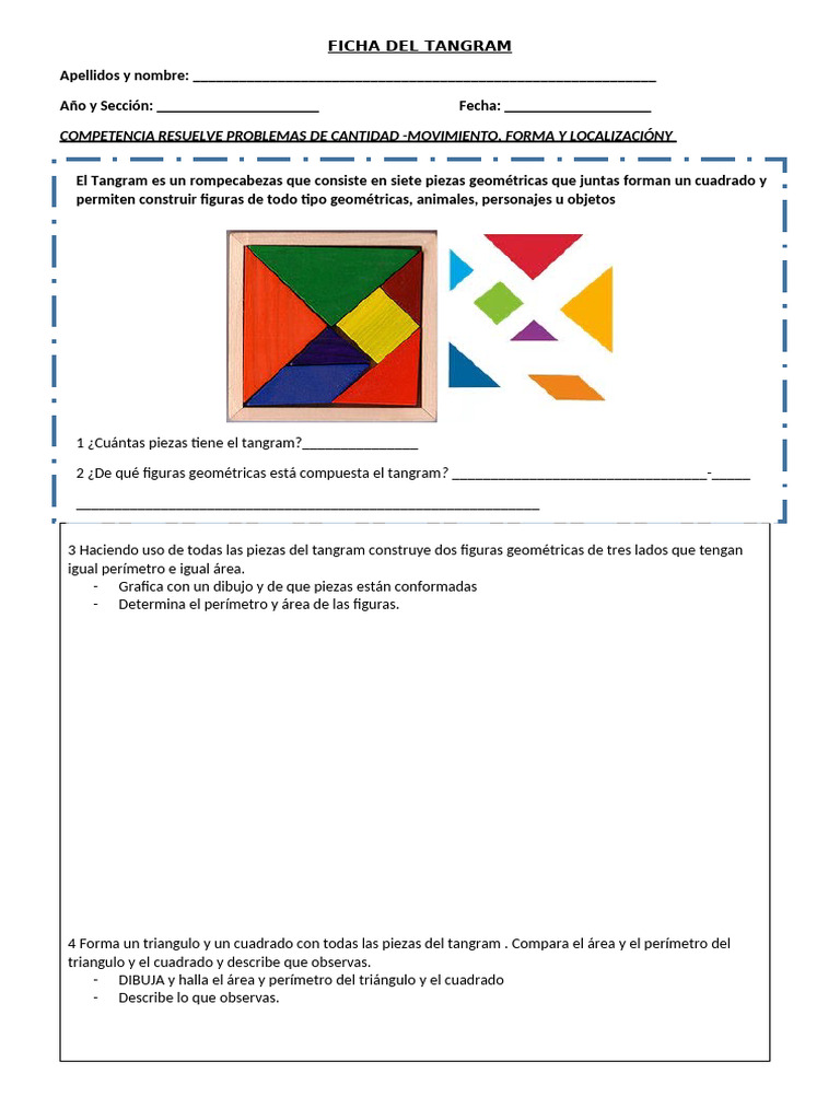 FICHA 3 Material educativo tangram- | PDF