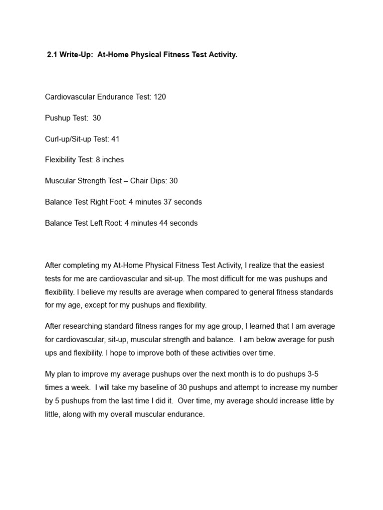 2.1 Write-Up_ At-Home Physical Fitness Test Activity. | PDF 2.1 Write-Up_ At-Home Physical Fitness Test Activity. | PDF