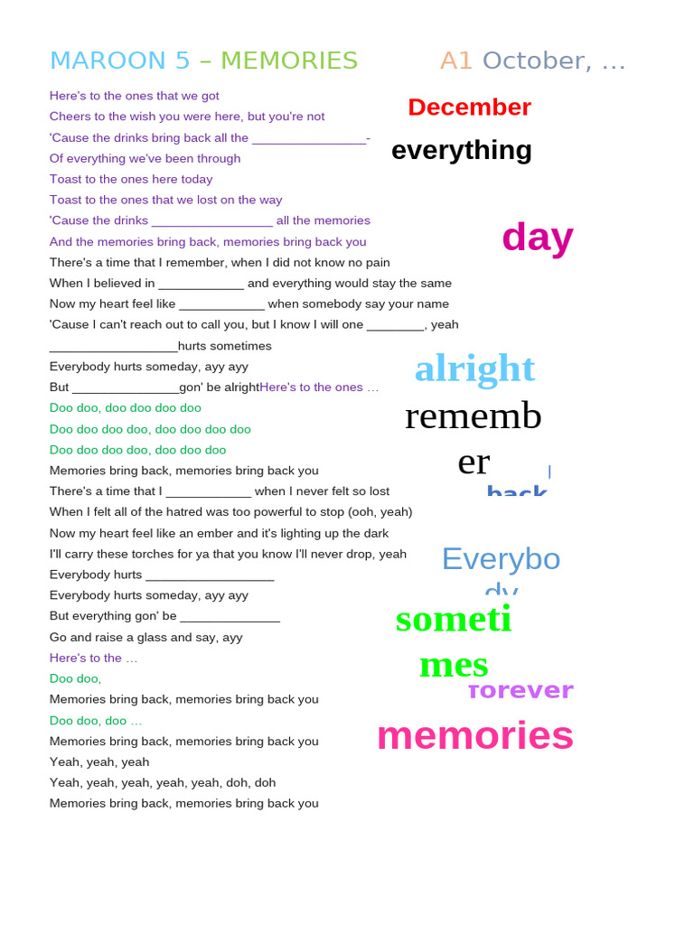 Maroon 5 - Memories Lyrics Analysis | PDF