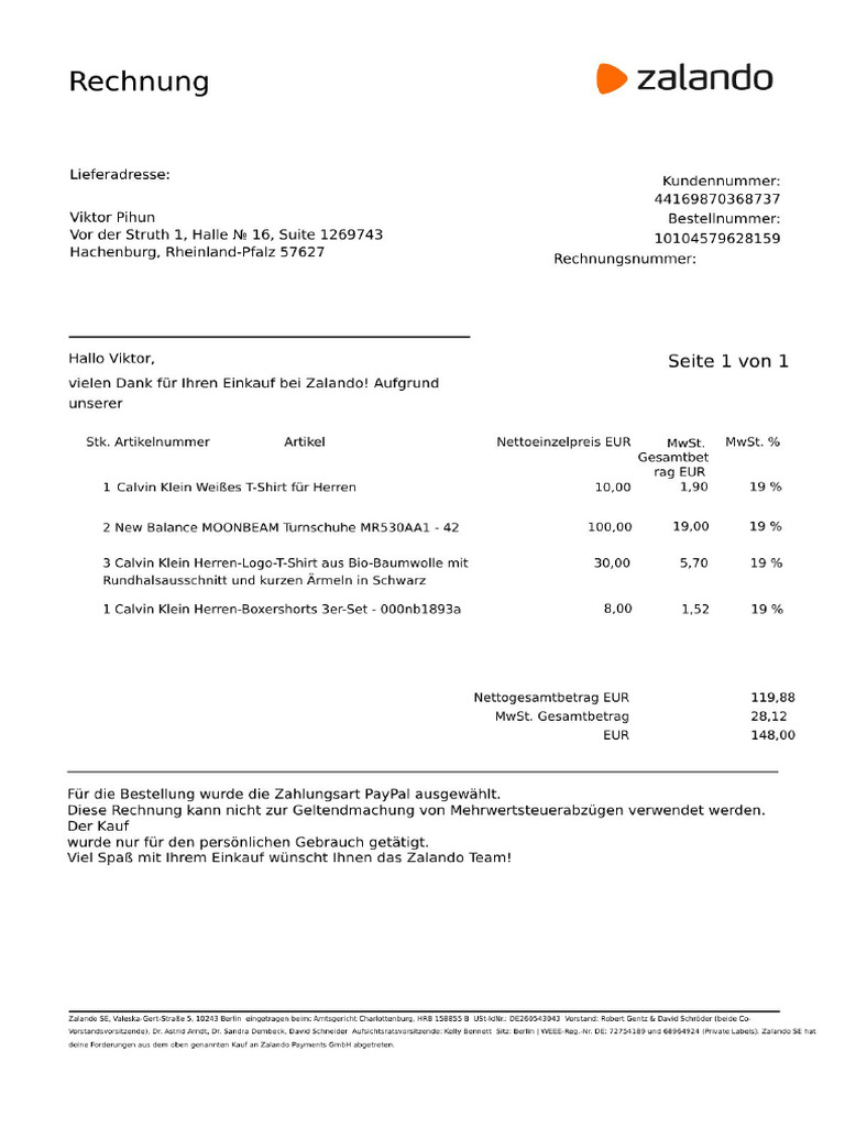 invoice zalando (1) | PDF