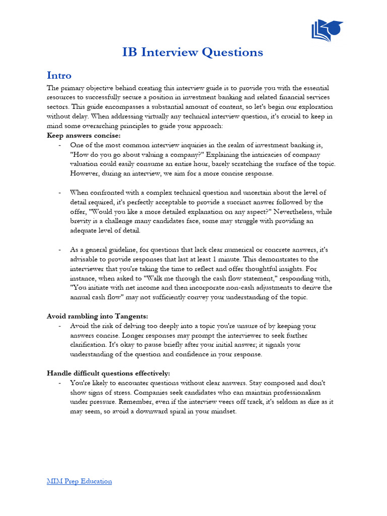 Investment Banking Interview Guide | PDF | Mergers And Acquisitions ...