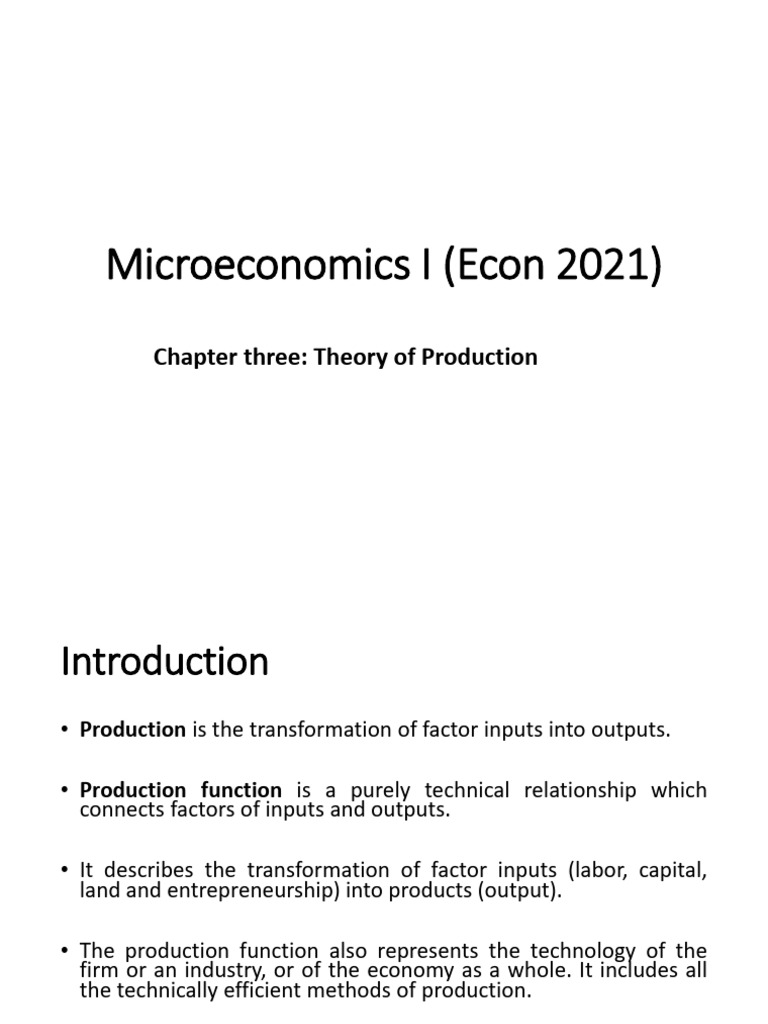 Microeconomics I - Chapter Three | PDF | Production Function | Labour ...
