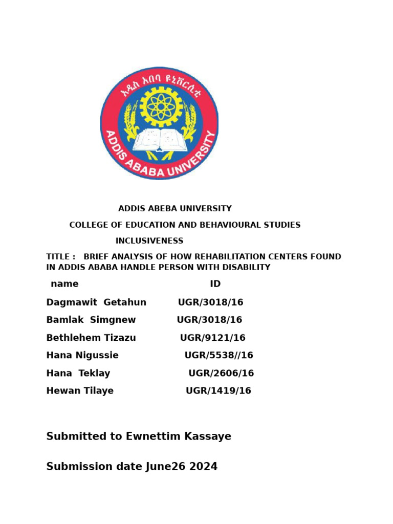 Inclusive Group Assignment | PDF | Disability | Physical Therapy