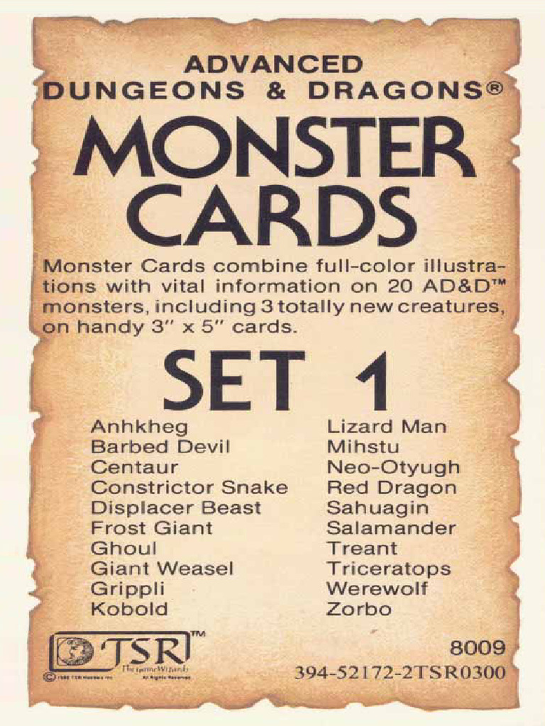 TSR 8009 - Monster Cards Set 1 | PDF
