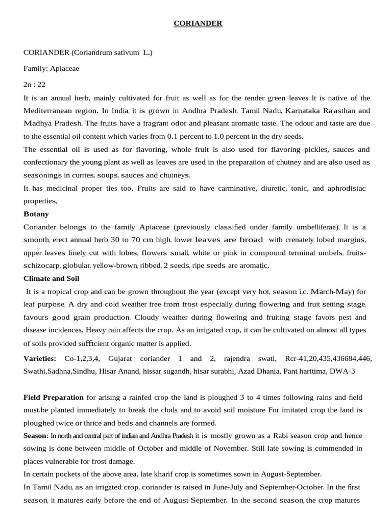 Lecture-3 | PDF | Sowing | Coriander