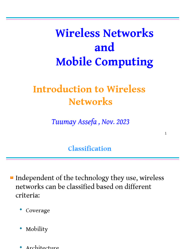 2. Introduction to Wireless Nets | PDF | Wireless Ad Hoc Network ...