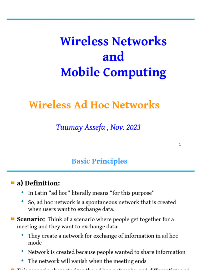 Wireless Adhoc Networks | PDF | Wireless Ad Hoc Network | Computer Network