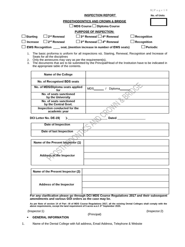 Dental College Inspection Report Template | PDF | Dental Implant ...