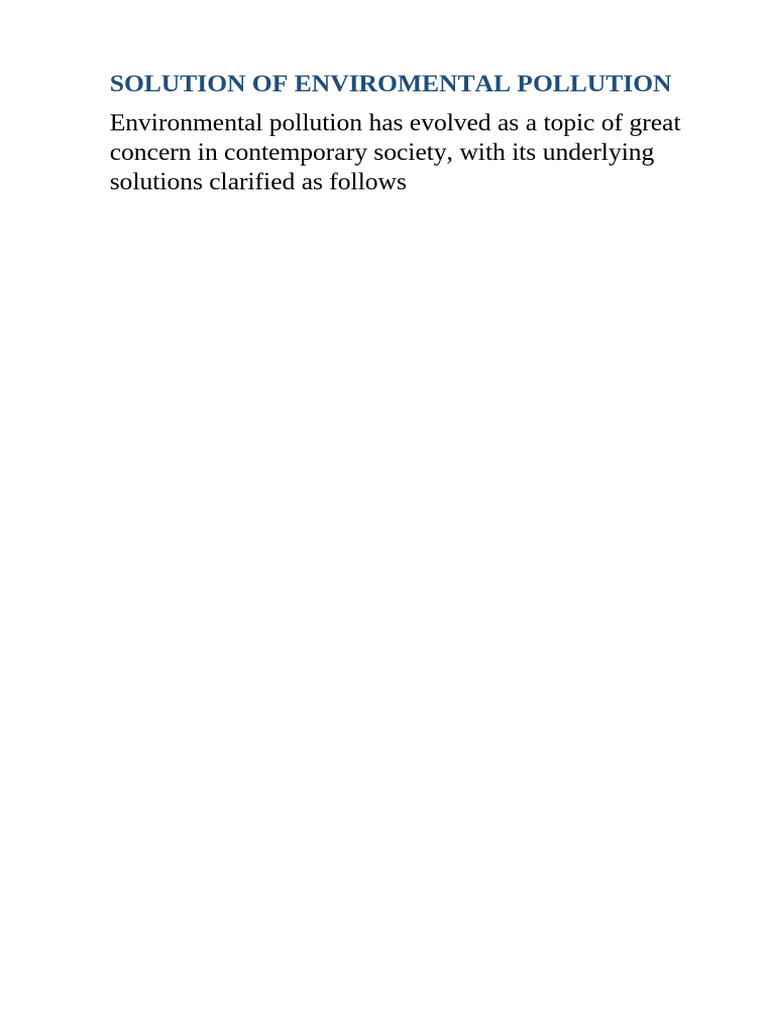 Solution of Enviromental Pollution | PDF