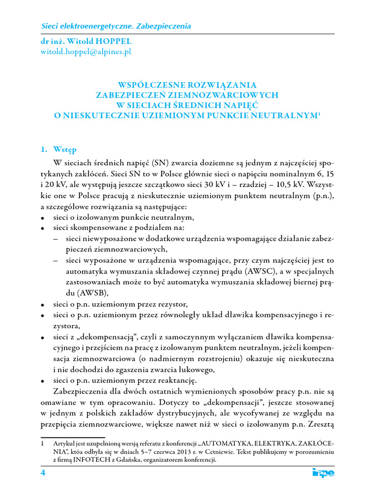 Wspolczesne Rozwiazania Zabezpieczen Ziemnozwarciowych | PDF Wspolczesne Rozwiazania Zabezpieczen Ziemnozwarciowych | PDF