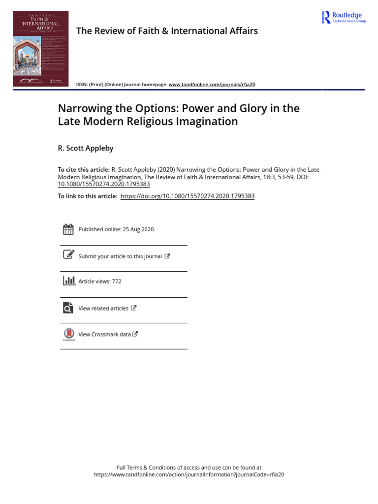 Narrowing The Options Power and Glory in The Late Modern Religious ...