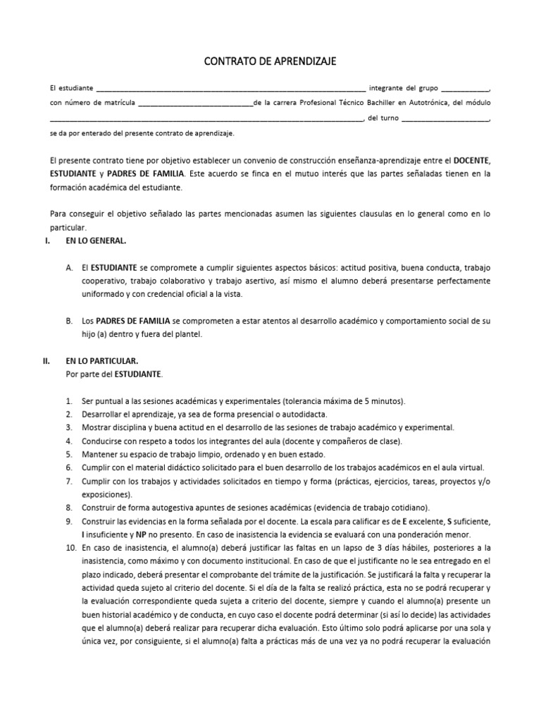 Contrato Auto | PDF | Evaluación | Maestros