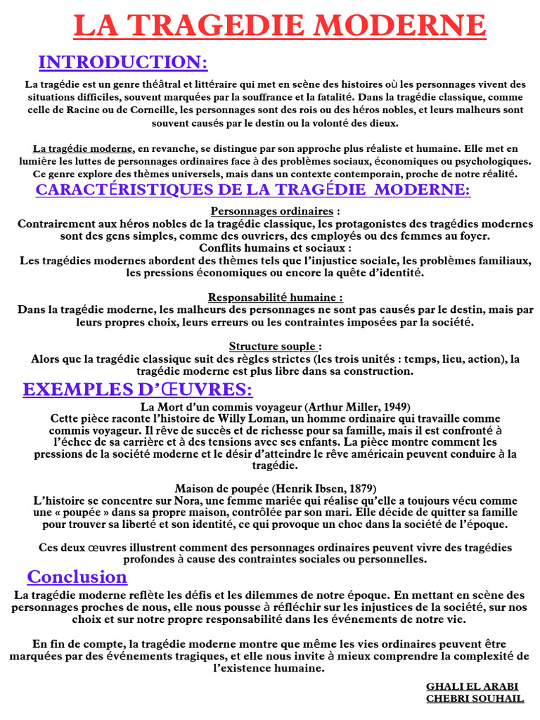 La Tragédie Moderne : Réalisme et Conflits Humains | PDF | Tragédie ...