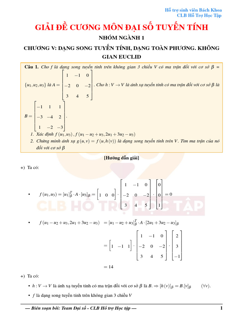 Giải Đề Cương Chương 5 Môn Đại Số CLB HTHT | PDF