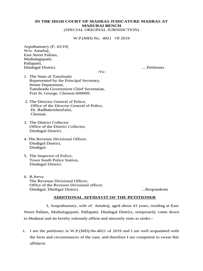 Aruputhamerry Additional Affidavit 04.04.2019 | PDF | Government ...
