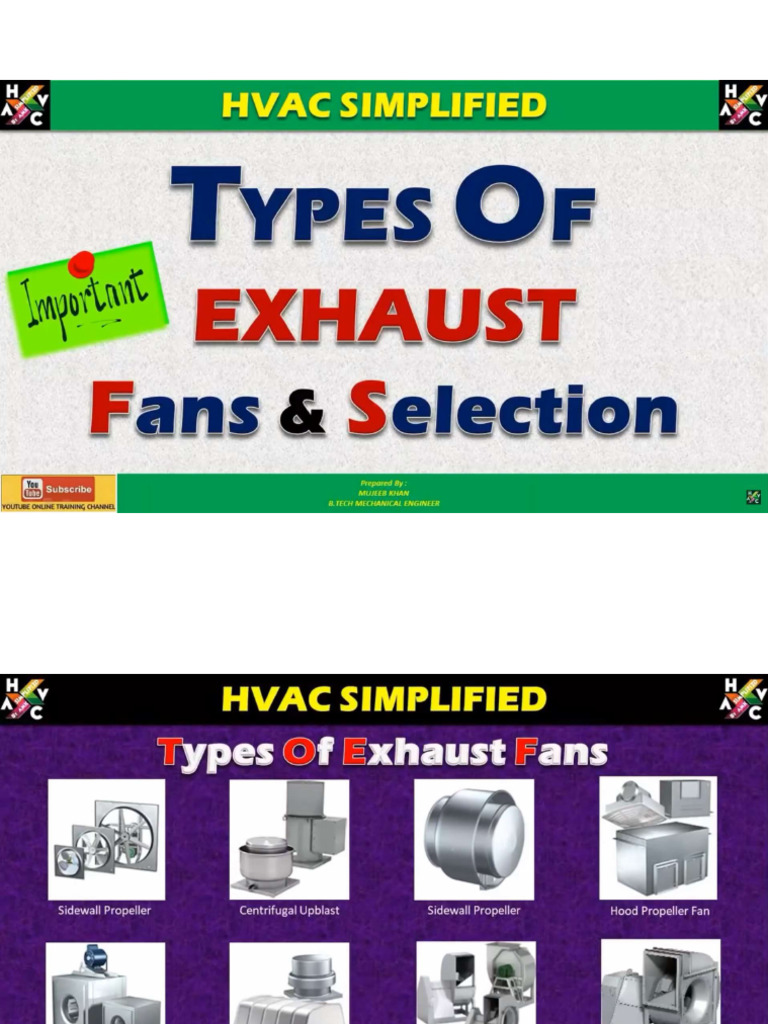 HVAC Types of Exhaust Fans Fan Selection With Example | PDF