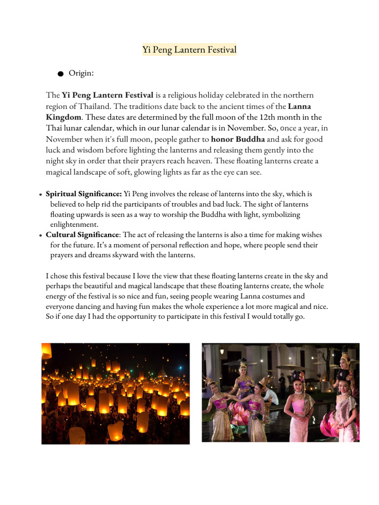 Yi Peng Lantern Festival-fun Fact File | PDF