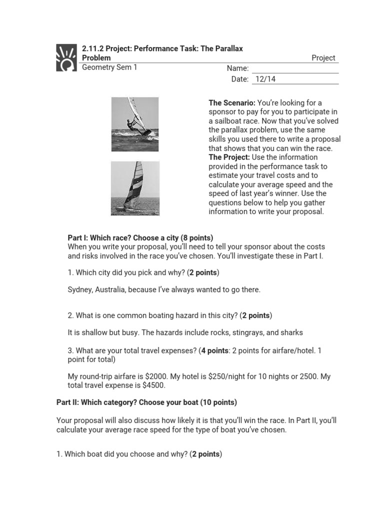 Geometry Project: Sailboat Race Proposal | PDF | Triangle