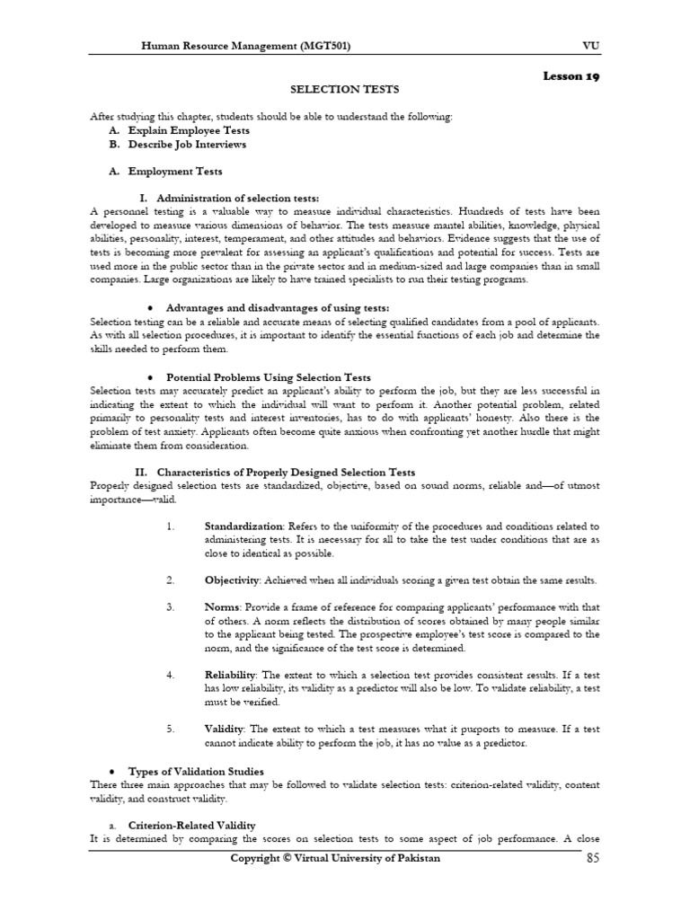 Hrm 19 Pdf Validity Statistics Job Interview