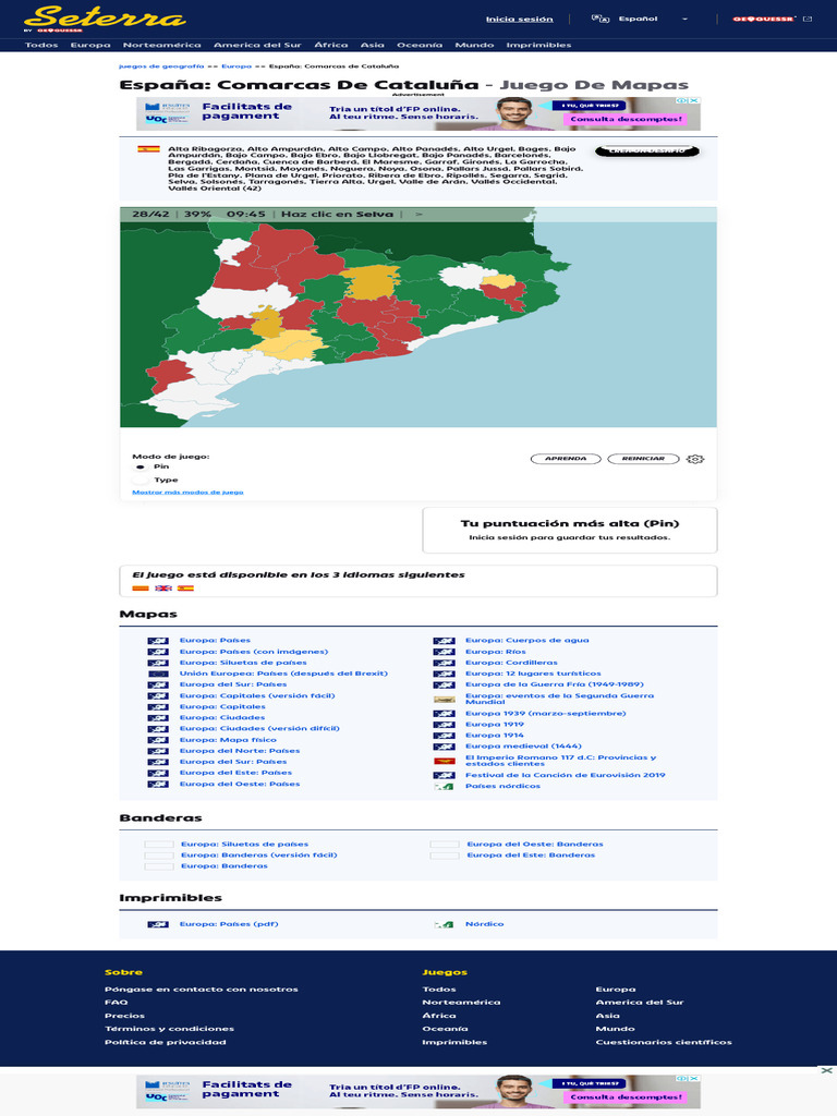 España Comarcas de Cataluña - Juego de Mapas - Seterra | PDF | Cataluña ...