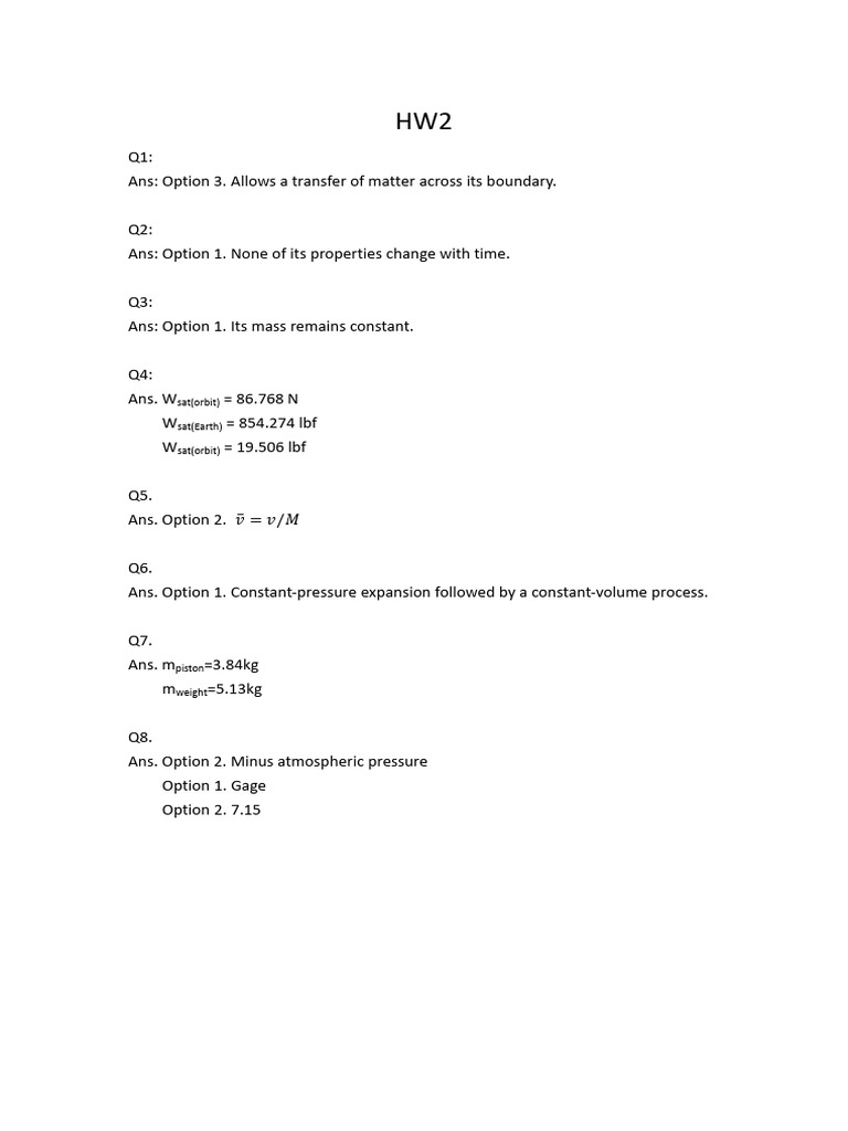 Thermodynamics HW2 | PDF