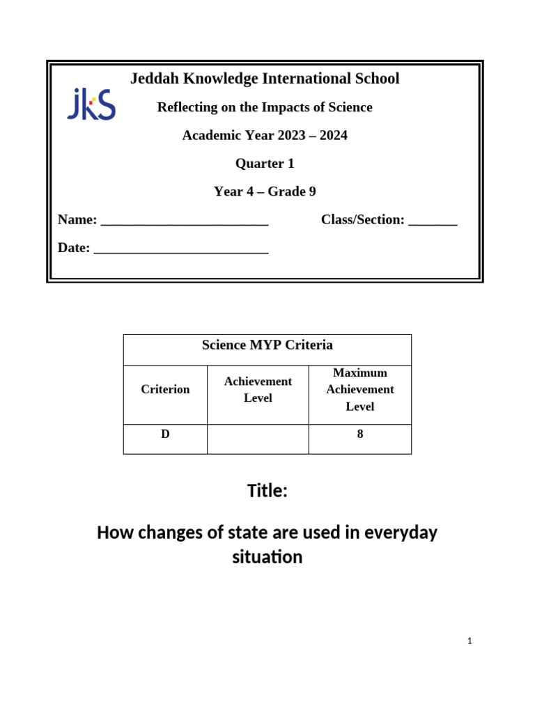 GR 9 Q1 IB Task Help Sheet | PDF | Science | Essays
