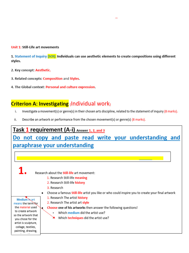 Task_1_-_MYP_1-_Summative_ | PDF | The Arts | Liberal Arts Education