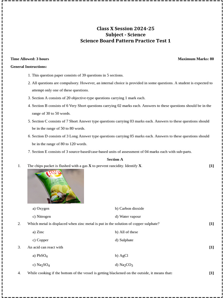 Science Board Pattern Practice Test -1 | PDF | Stomach | Acid