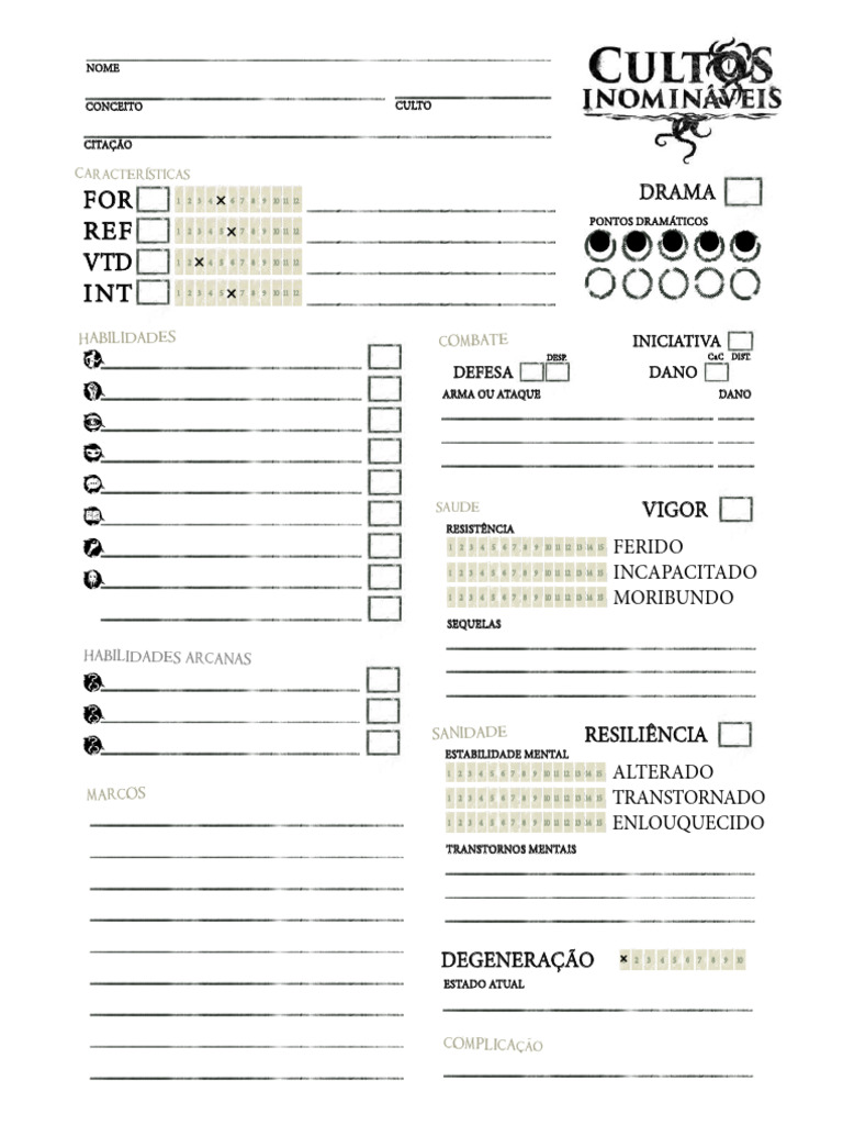 Cultos Ficha Editavel | PDF