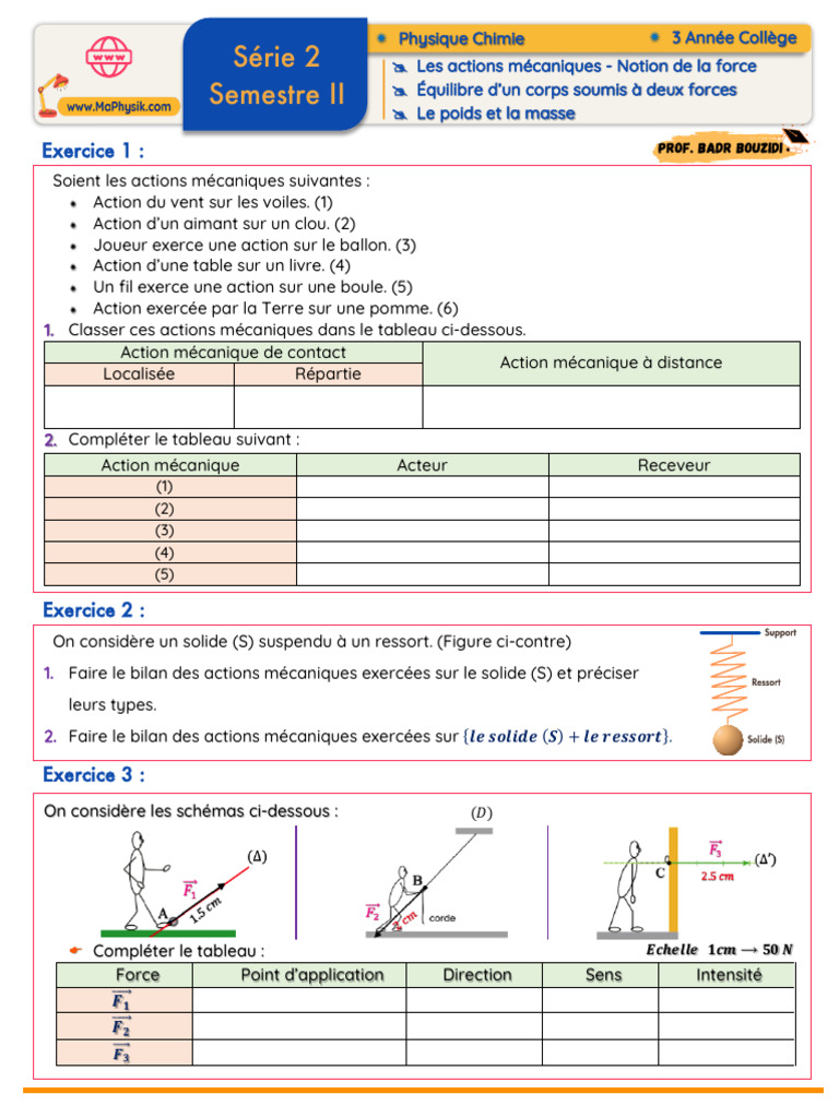 Série 2 - 3AC - Semestre II | PDF | Poids | Obliger