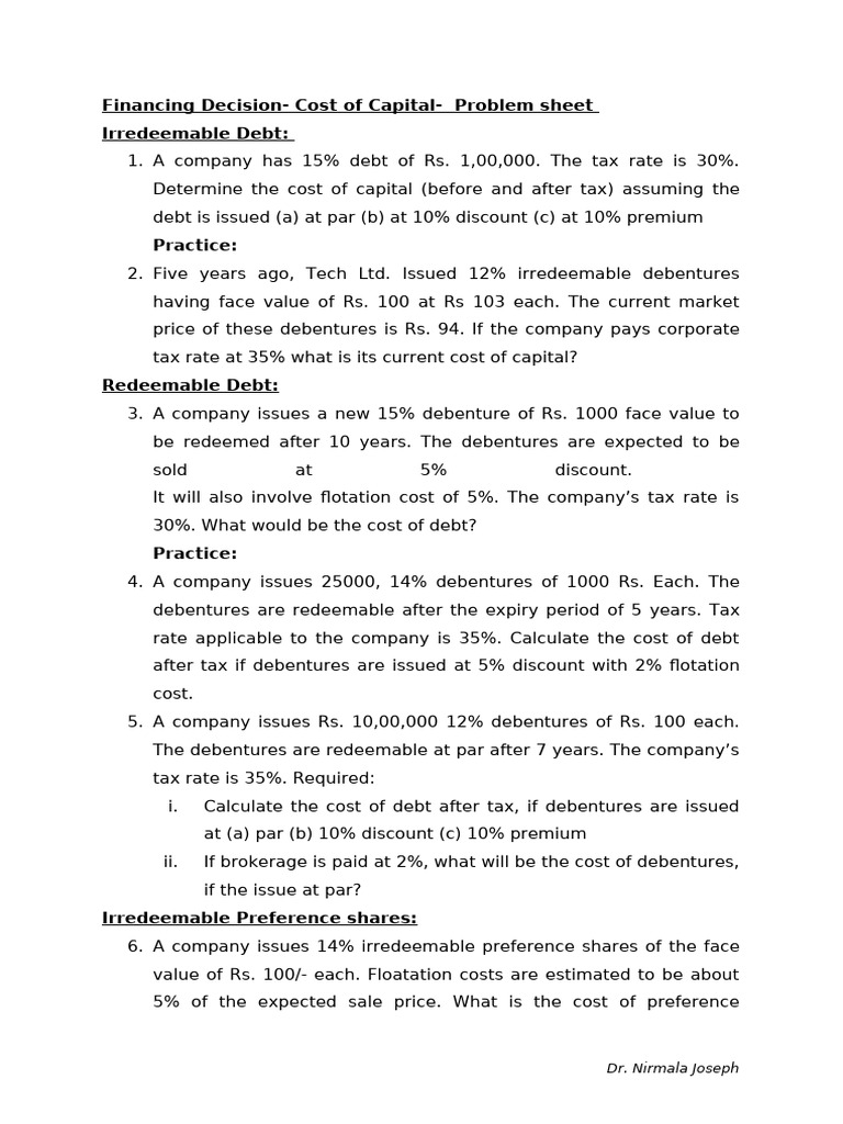 Coc | PDF | Cost Of Capital | Preferred Stock