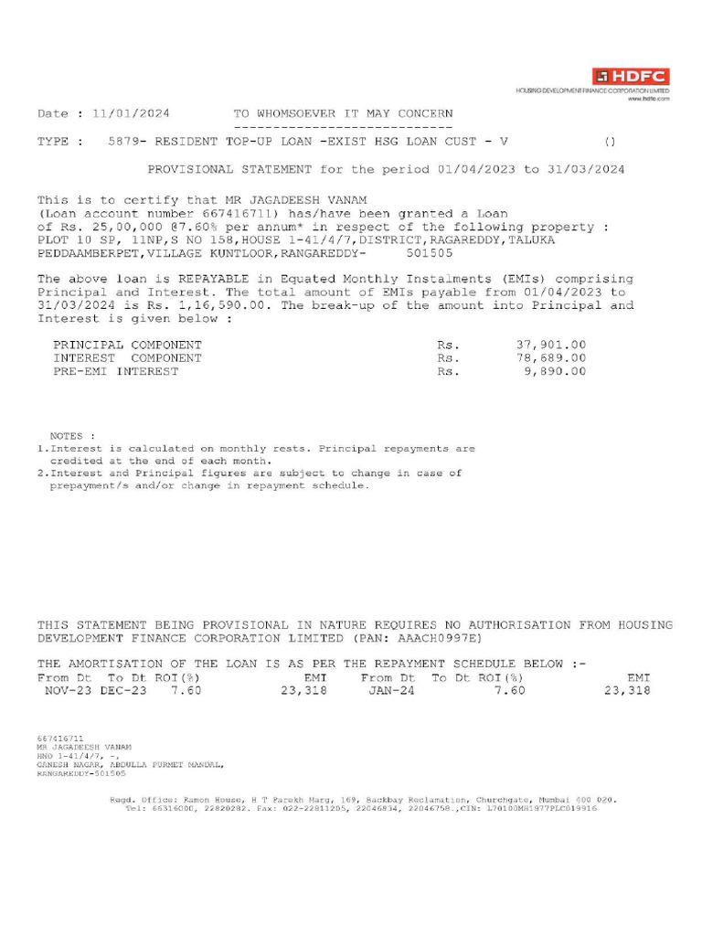 TopUp Loan Certificate 2023 2024 | PDF