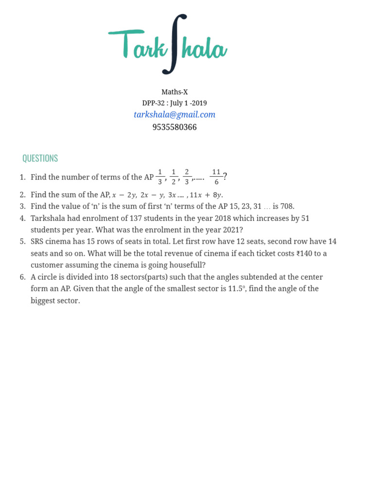 Maths DPP-33 | PDF
