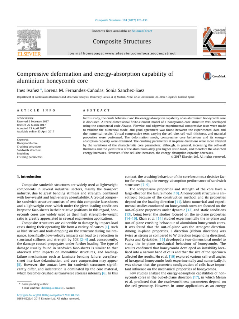 Compressive deformation and energy absoption capability of al honeycomb ...