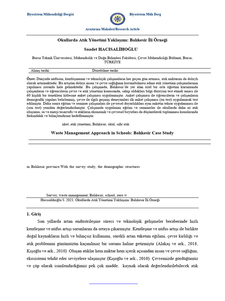 Okullarda at - K Y - Netimi Yakla - M - Bal - Kesir - Li - Rne - I (#949033) - 1811141 | PDF