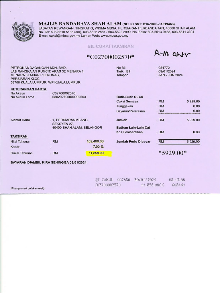Resit Cukai Taksiran | PDF