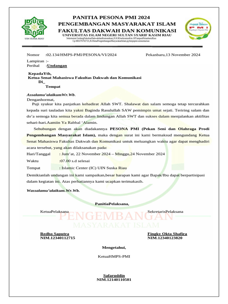 SURAT UNDANGAN SEMA | PDF