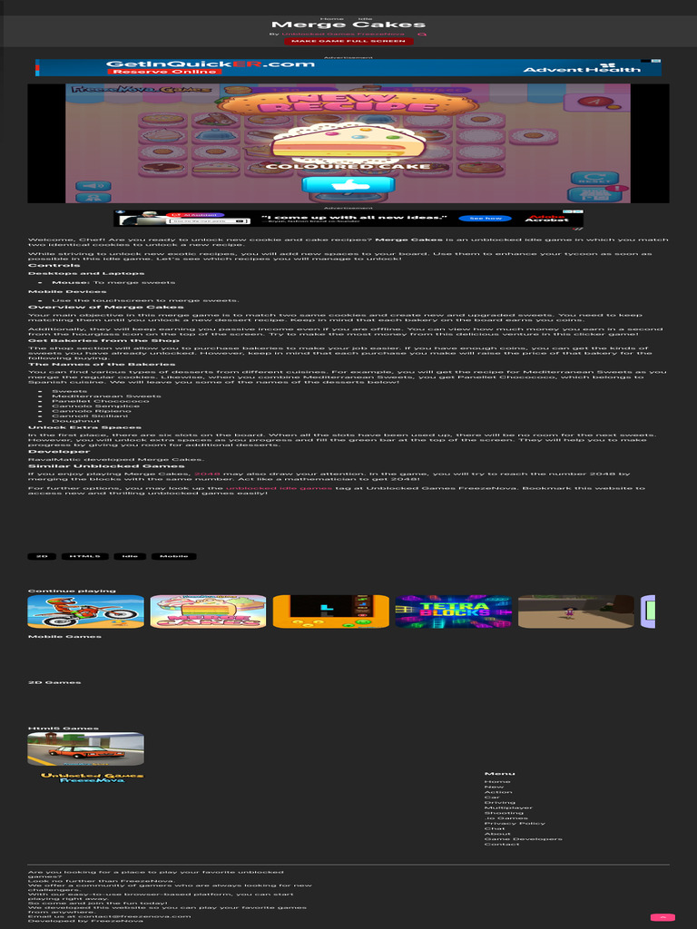 Merge Cakes Unblocked - FreezeNova 2 | PDF